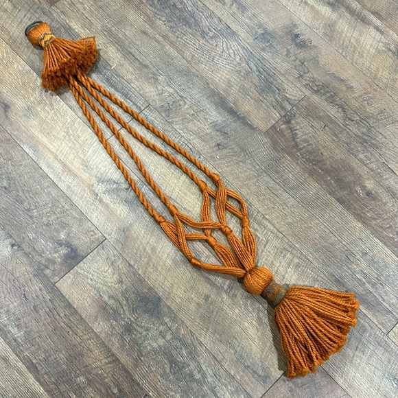 Accents | Vintage 196s 1970s Retro Macrame Rust Orange Plant Hanger ...